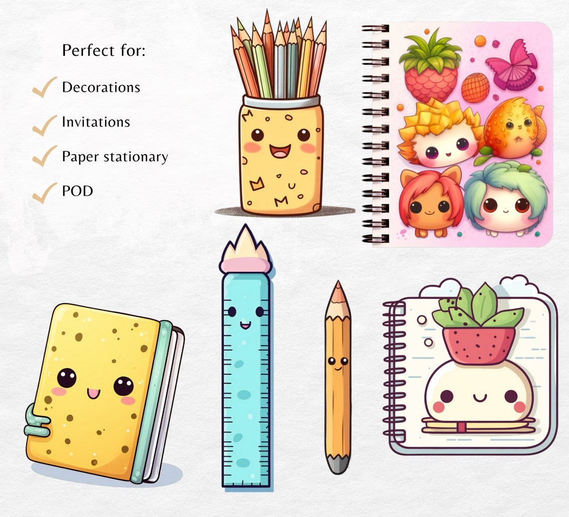 Kawaii School Clipart Cute Back to School Png Teacher - Etsy Canada