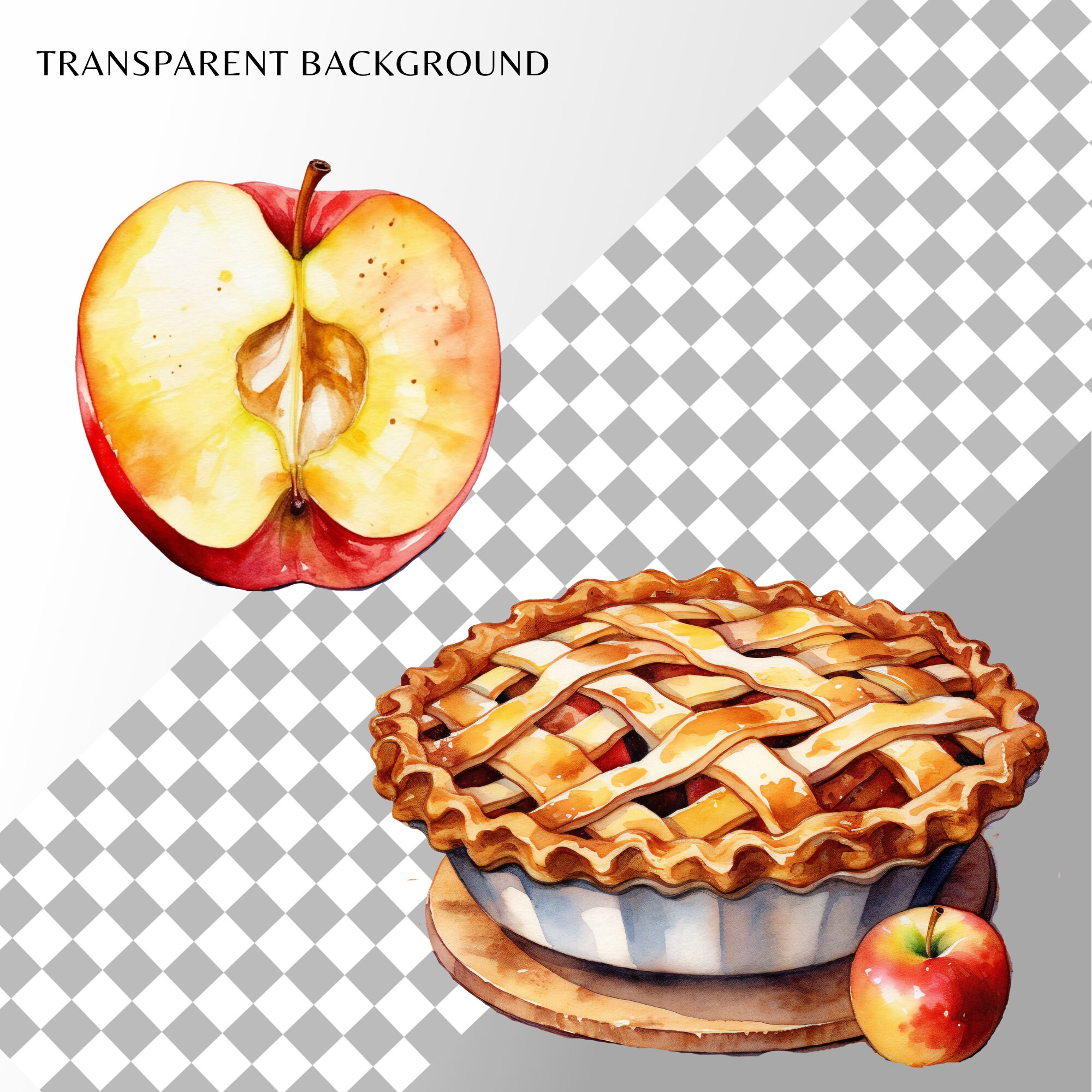 Apple Watercolor Clipart Bundle Fruit Clipart Apple Picking Clipart ...