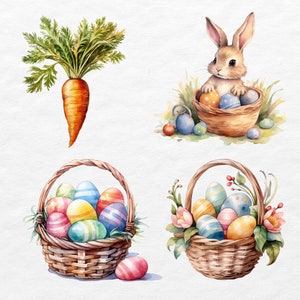 Cute Easter Bunny Clipart | Pastel Watercolor Spring Bunnies | Digital ...