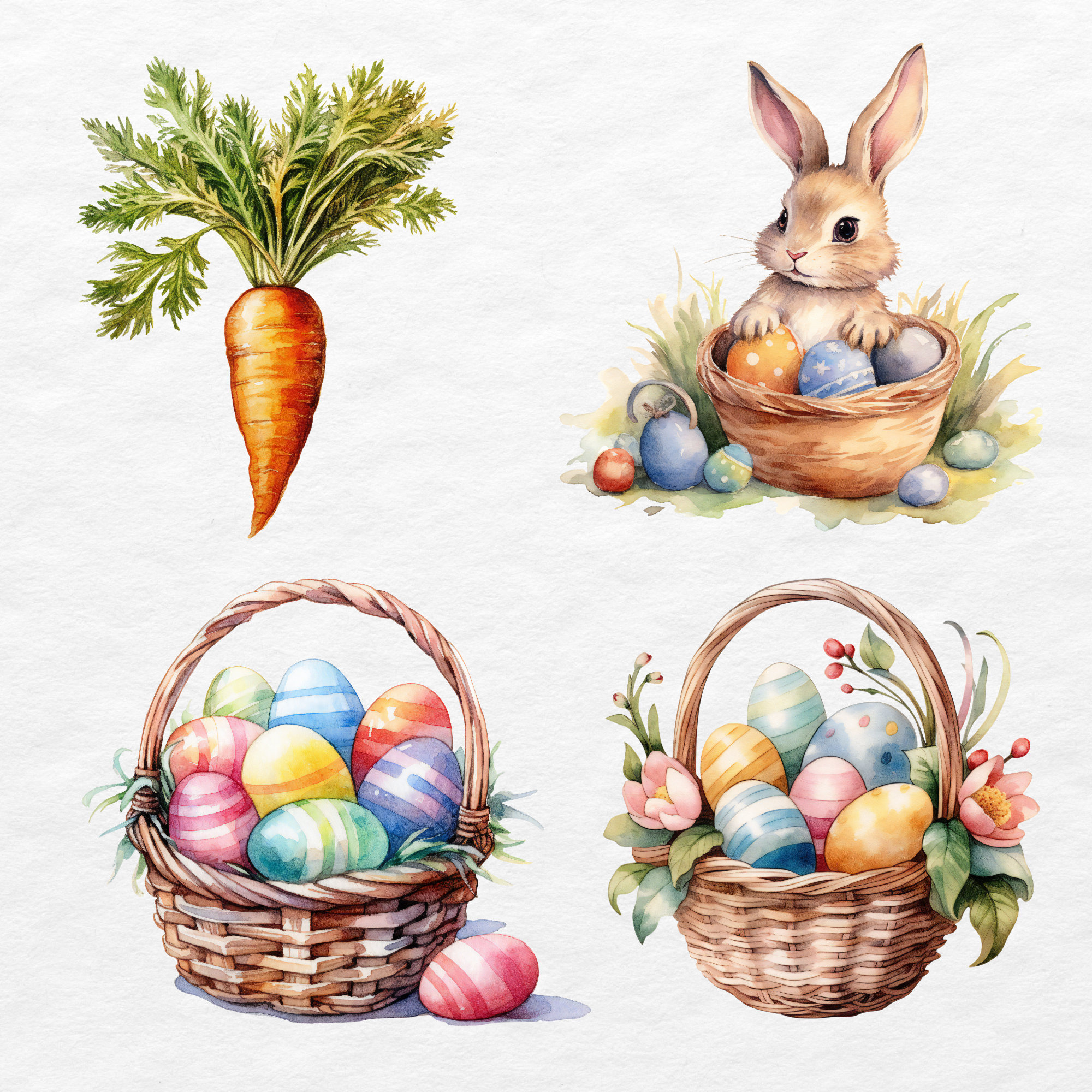Watercolor Easter Bunny Clipart: Pastel Spring Bunnies (digital ...