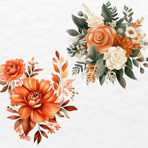 Terracotta Wedding Flowers Clipart Bundle | Watercolor Wedding Flowers ...