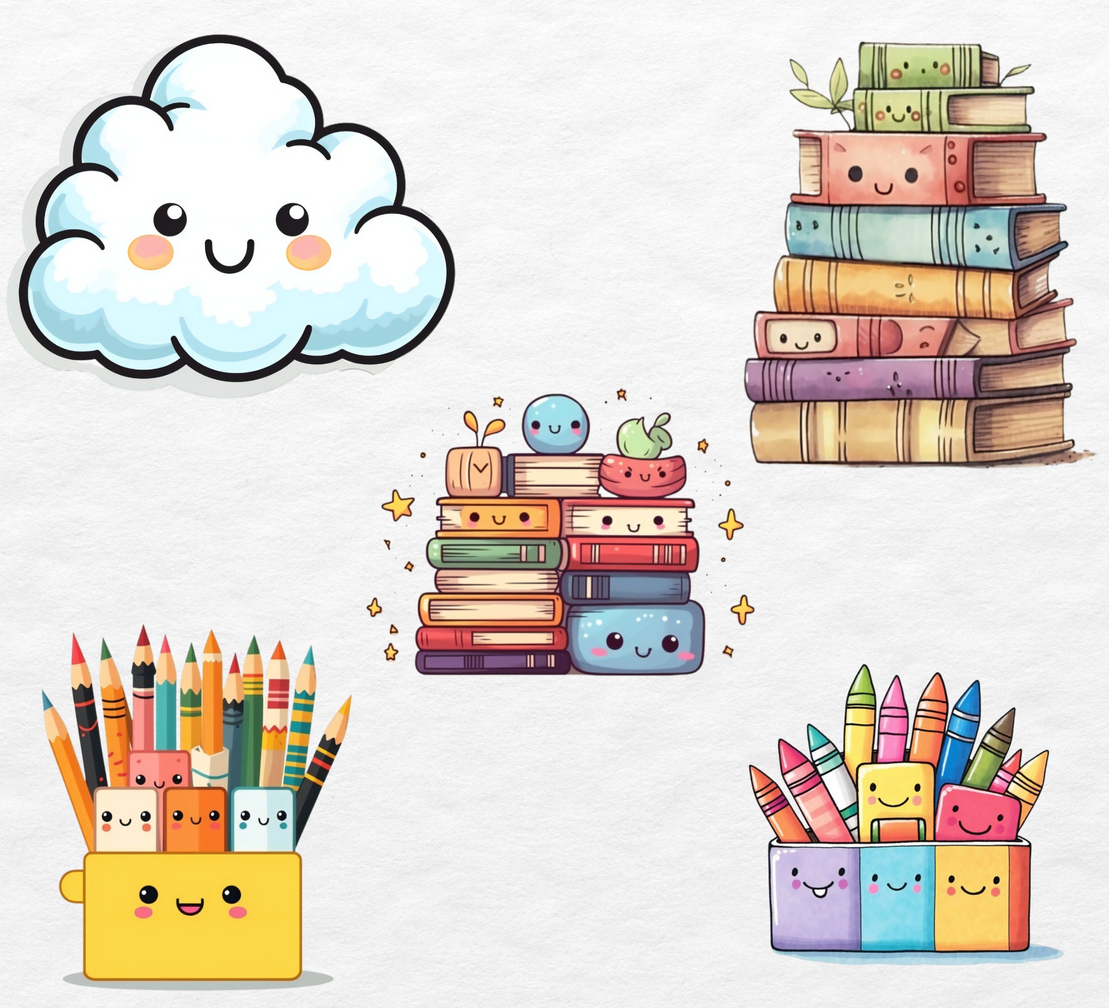 Kawaii School Clipart Cute Back to School Png Teacher - Etsy Canada