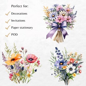 Wildflower Clipart Png | Watercolor Flowers, Wildflower Bouquet ...
