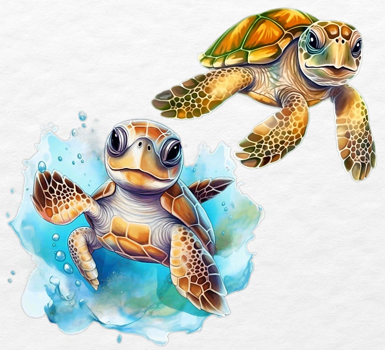 Sea Turtles Watercolor Clip Art Bundle Sea Animals Clipart - Etsy