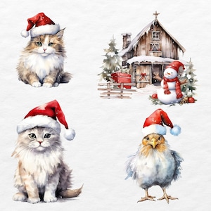 Country Christmas Clipart Bundle Png, Cozy Christmas Farm Clipart ...