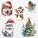 Christmas Woodland Baby Animals Watercolor Clipart | Cute Christmas Png ...