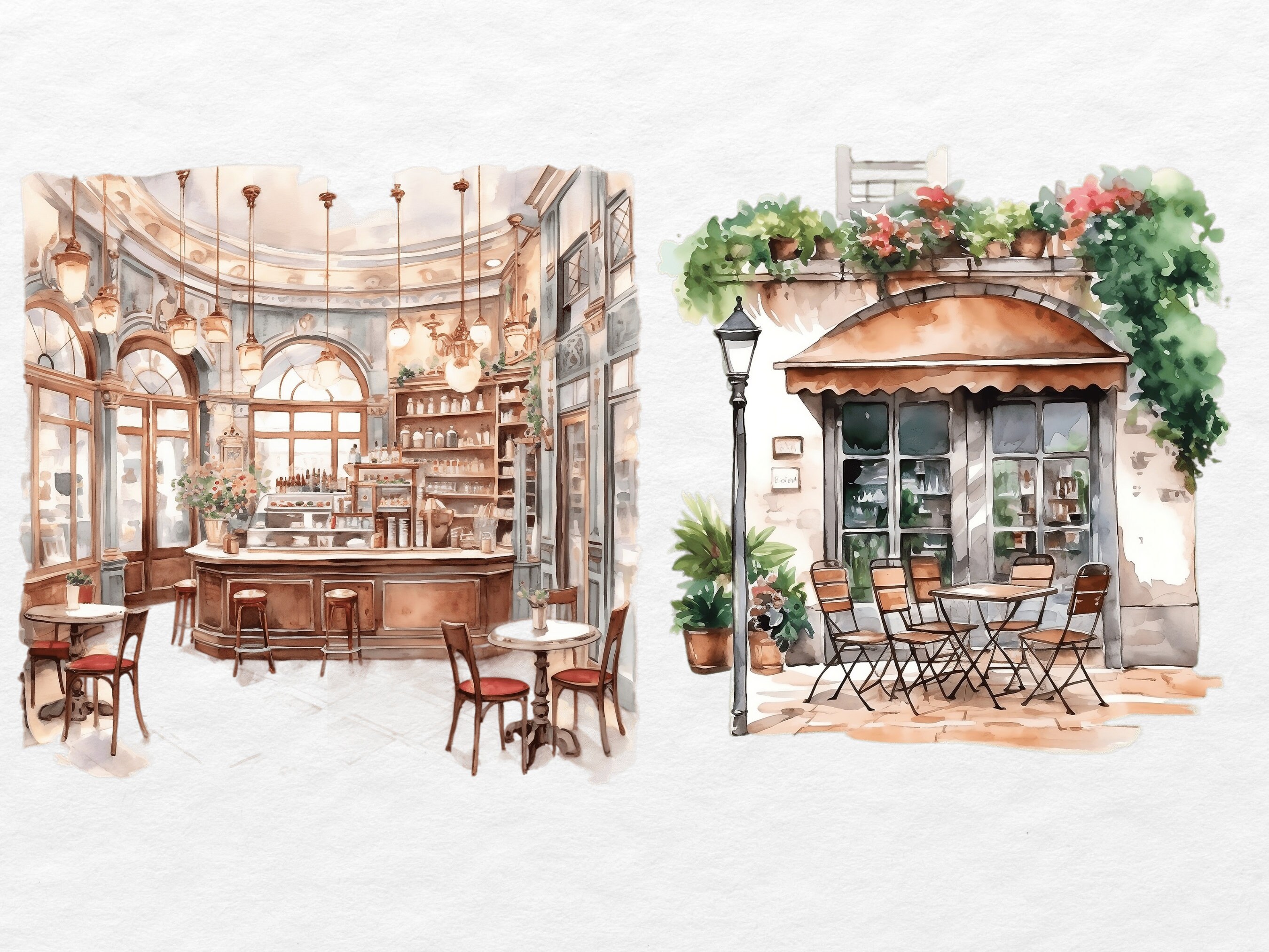 French Cafe Watercolor Clipart Bundle Paris Girl Clipart Png - Etsy