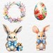 Cute Easter Bunny Clipart Pastel Watercolor Spring Bunnies Digital ...