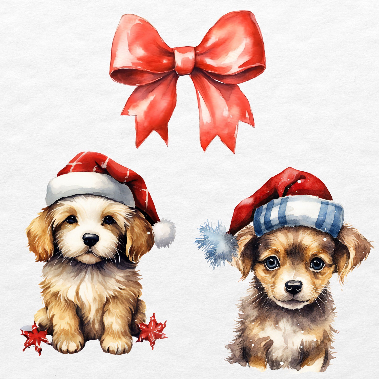 Watercolor Christmas Dogs Clipart Bundle: Santa Pups (digital Download ...