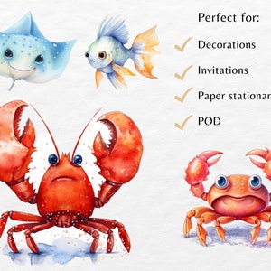 Cute Under the Sea Animals Watercolor Clip Art Bundle | Sea Animals ...