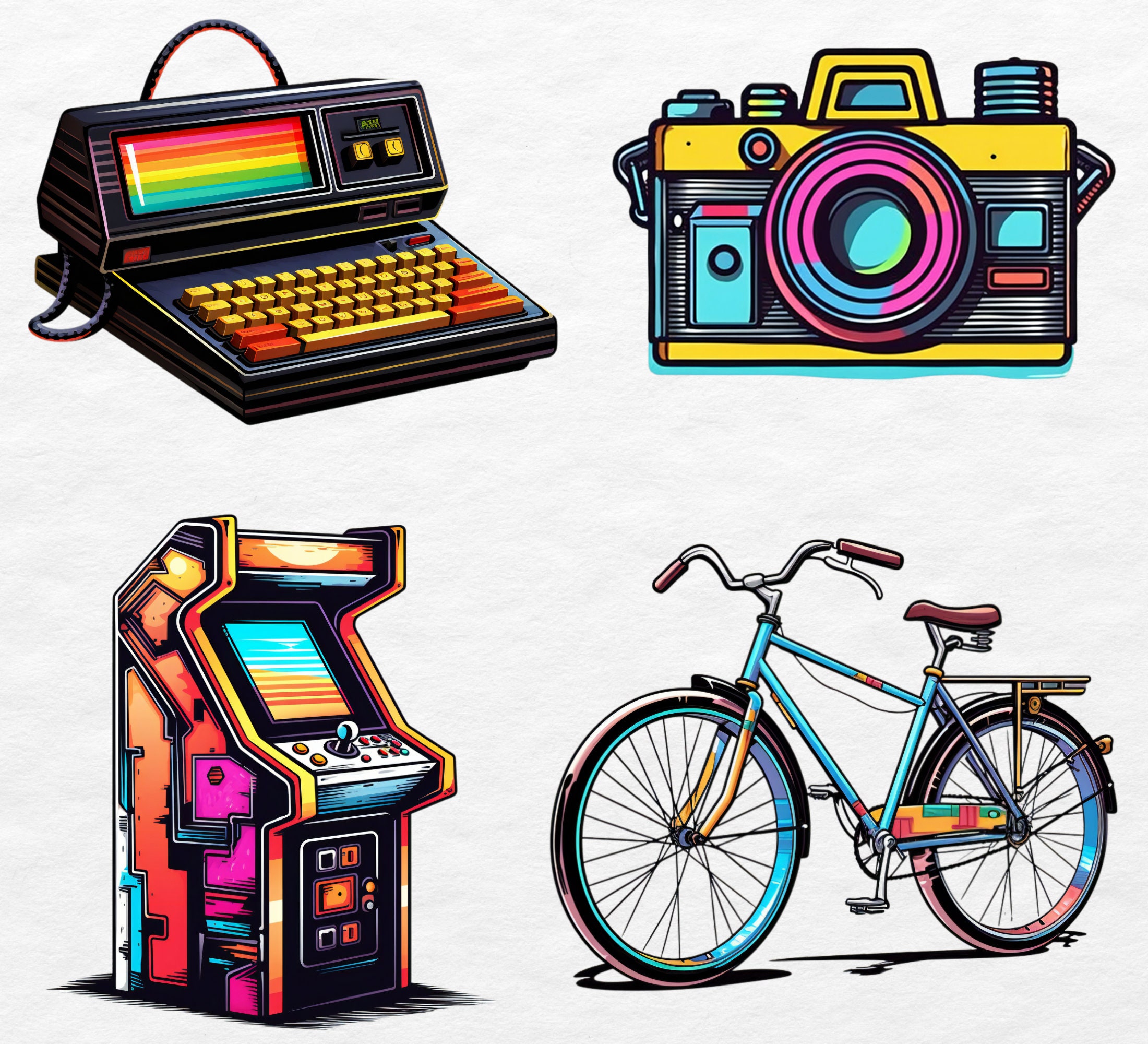 80s Retro Clipart Bundle Vintage 80s Clipart Png Neon - Etsy Australia