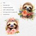 Watercolor Sloth Clipart Bundle With Flowers Png, Digital Download ...