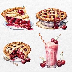 Cherry Clipart Watercolor Bundle Cherry Png Instant Download Images ...