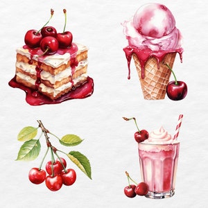 Cherry Clipart Watercolor Bundle | Cherry Png | Instant Download Images ...