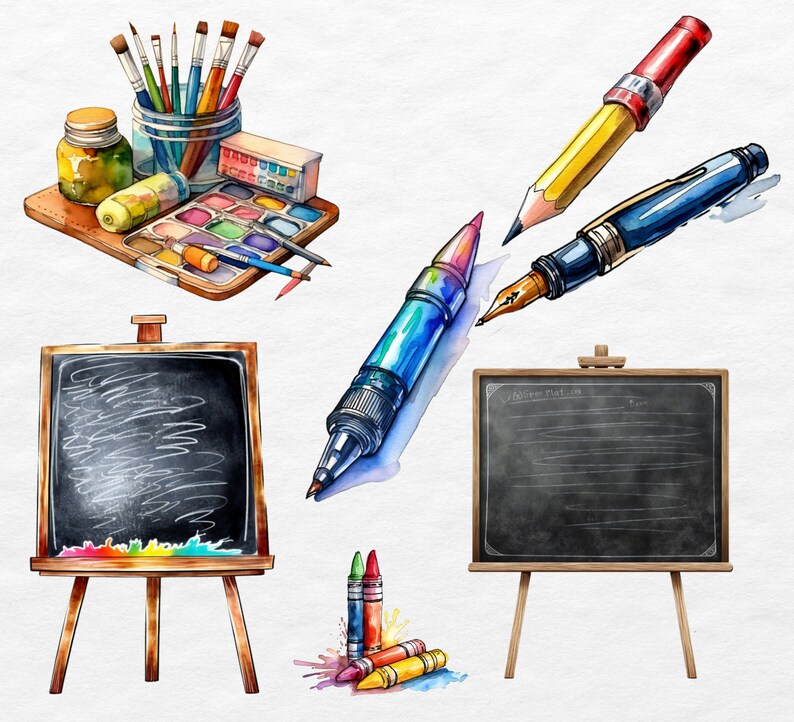 Watercolor School Clipart Back to School Png Teacher - Etsy Canada