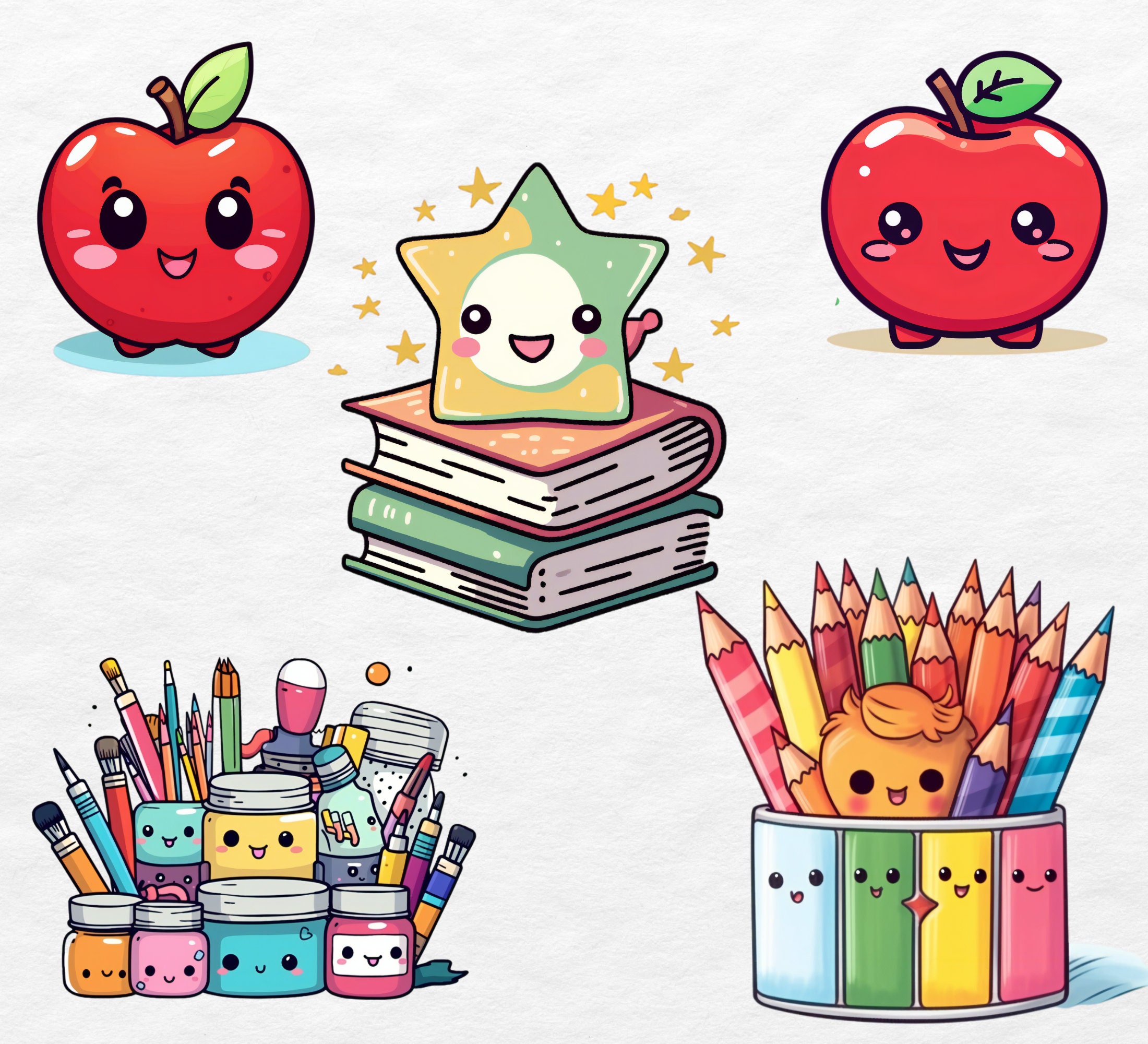 Kawaii School Clipart Cute Back to School Png Teacher - Etsy Canada