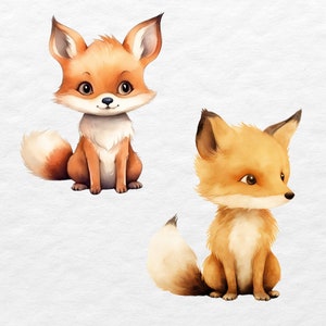 Fox Clipart Watercolor | Woodland Animals Png, Nursery Clipart, Cute ...