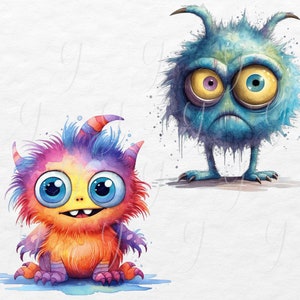Cute Monster Clipart Watercolor Bundle | Fantasy Monsters Png | Instant ...