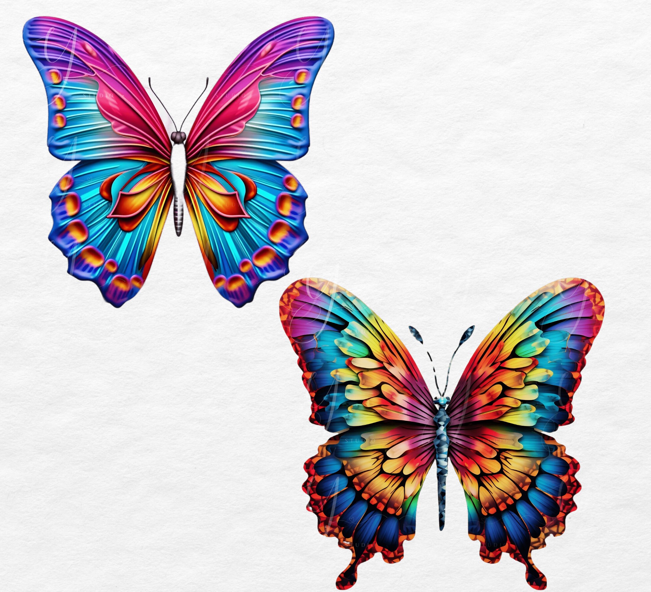 3d Butterflies Clipart Bundle Colorful Butterfly Png - Etsy