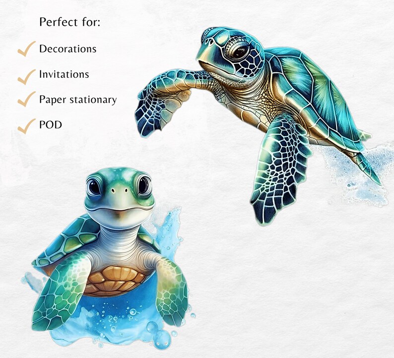 Sea Turtles Watercolor Clip Art Bundle Sea Animals Clipart Png Sea Life ...