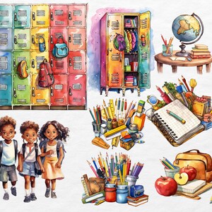 Watercolor School Clipart | Back to School Png | Teacher School Supply ...