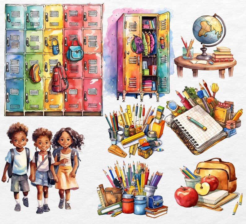 Watercolor School Clipart Back to School Png Teacher - Etsy Canada