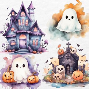 Halloween Clipart | Cute Halloween Pumpkin Watercolor Png | Cat, Skull ...
