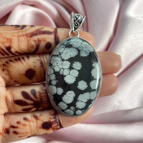 Snowflake Obsidian Sterling Silver Necklace - Etsy