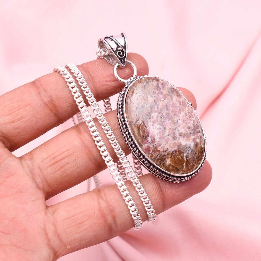 Ruby Fuchsite Pendant With Silver Chain Necklace 925 Sterling Silver ...