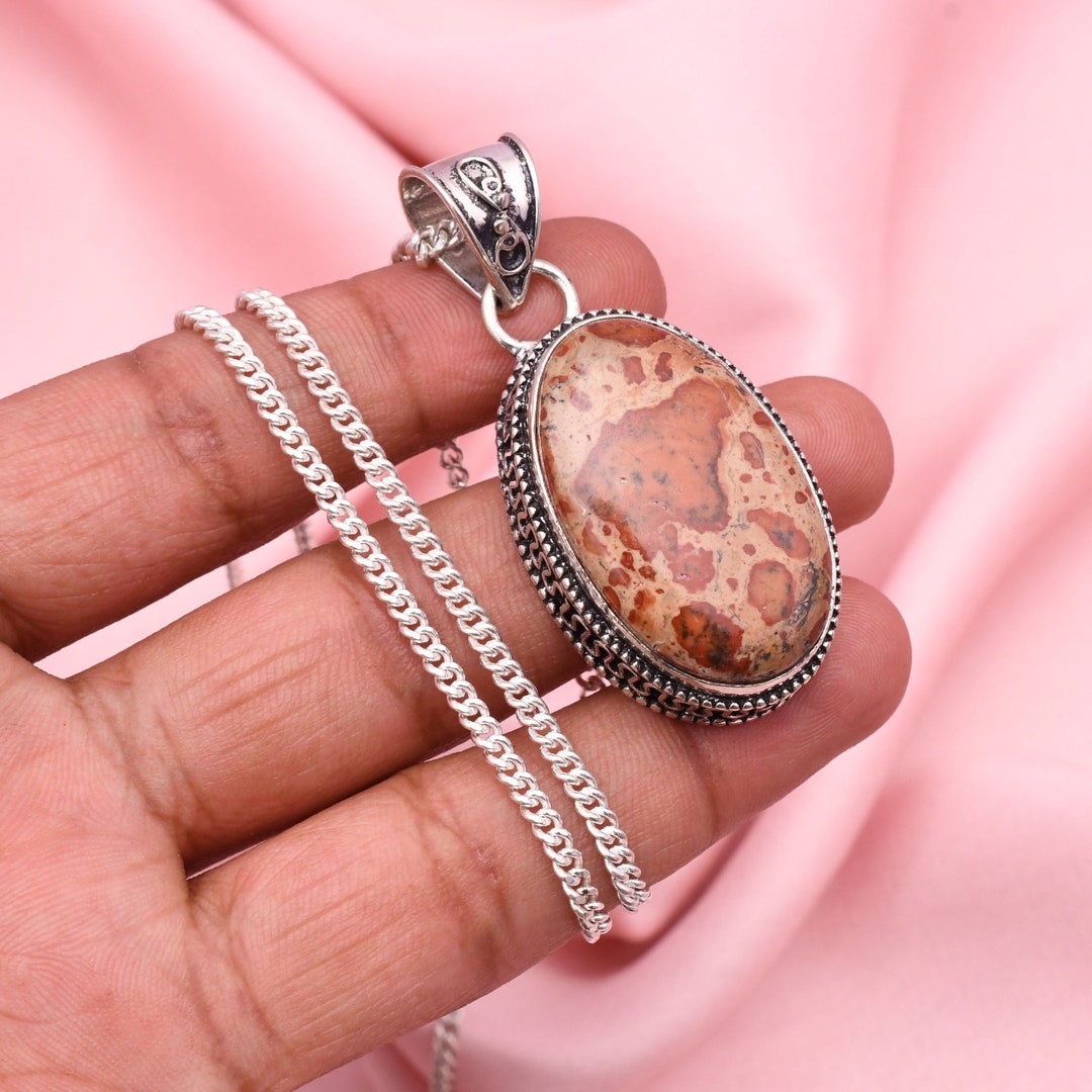 Asteroid Jasper Pendant With Silver Chain Necklace 925 Sterling Silver ...