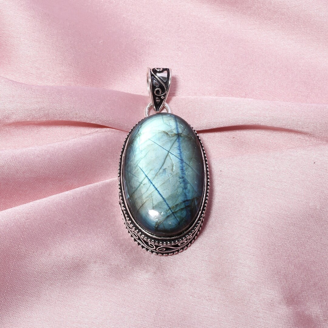 Labradorite Pendant With Silver Chain Necklace 925 Sterling Silver ...