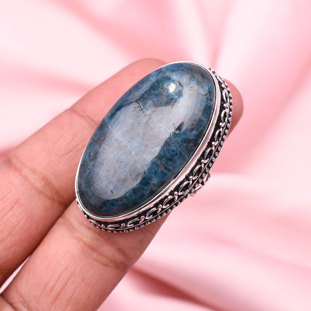 Neon Apatite Ring 6.5 Size 925 Sterling Silver Ring Handmade Jewelry ...