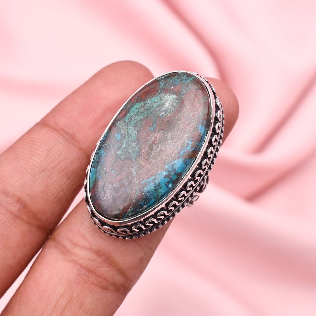 Chrysocolla Ring 5.5 Size 925 Sterling Silver Ring Handmade Silver ...