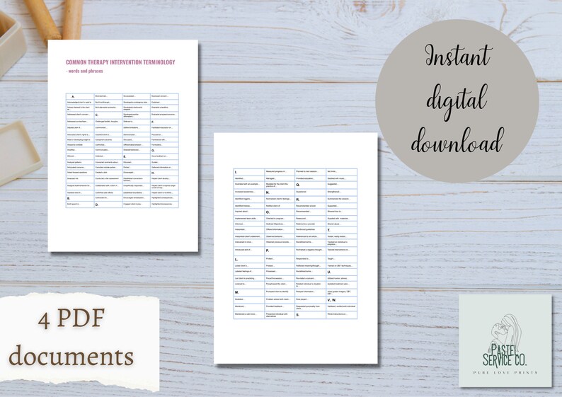 Therapy Interventions List, Clinical Terms Cheat Sheet, Reference for ...