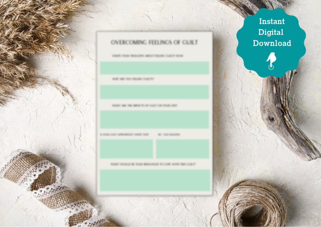 Overcoming Guilt Therapy Notes Printable Worksheet Journal Planner ...