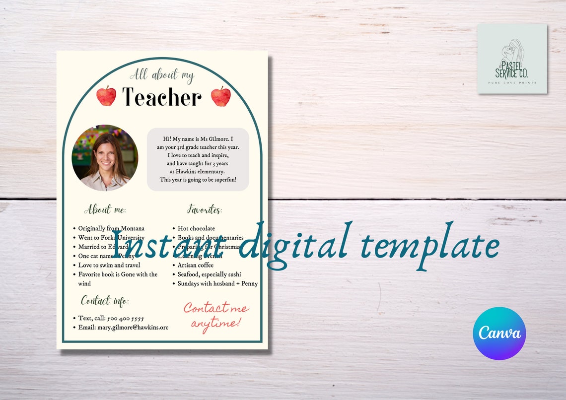 All About My Teacher Template, Meet the Teacher Printable, Get to Know ...