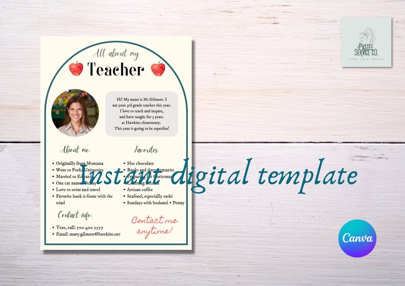 All About My Teacher Template, Meet the Teacher Printable, Get to Know ...
