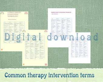 Therapy Interventions List, Clinical Terms Cheat Sheet, Reference for ...