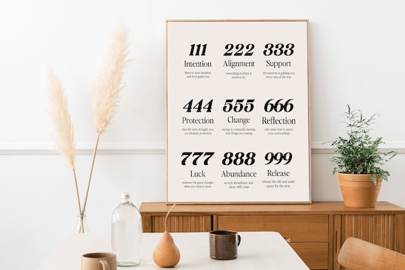 Angel Number Chart Poster Beige Digital Downloadable - Etsy