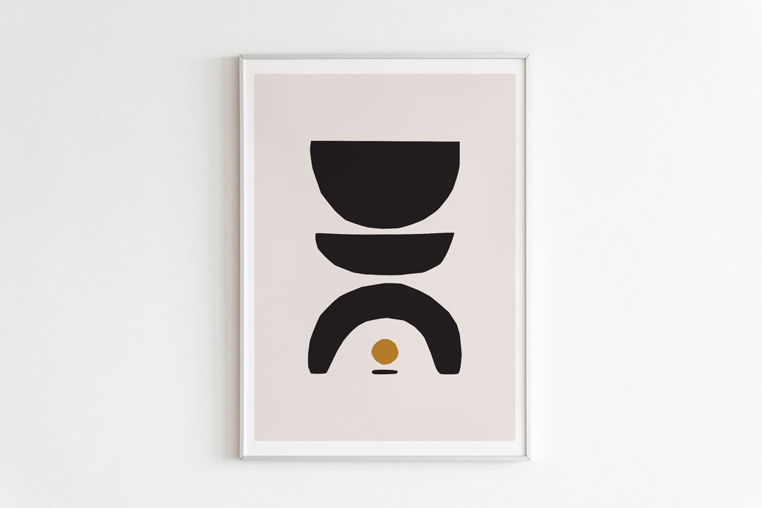 Boho Black Abstract Shapes Poster Digital Download Abstract Poster ...