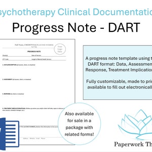 Therapy Form Progress Note DART - Etsy