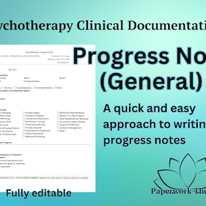 Progress Note (general) - Psychotherapy Clinical Documentation - Etsy