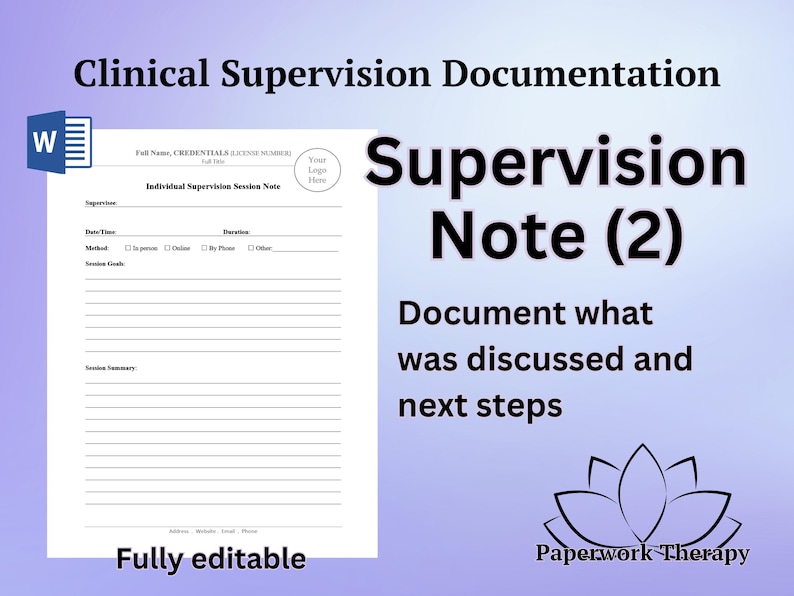 Supervision Session Note 2 - Clinical Supervision Forms - Etsy