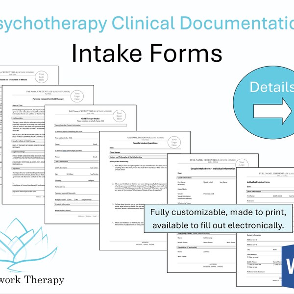 Therapy Intake Forms - Etsy