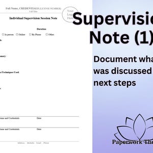 Supervision Session Note 1 - Clinical Supervision Form - Etsy