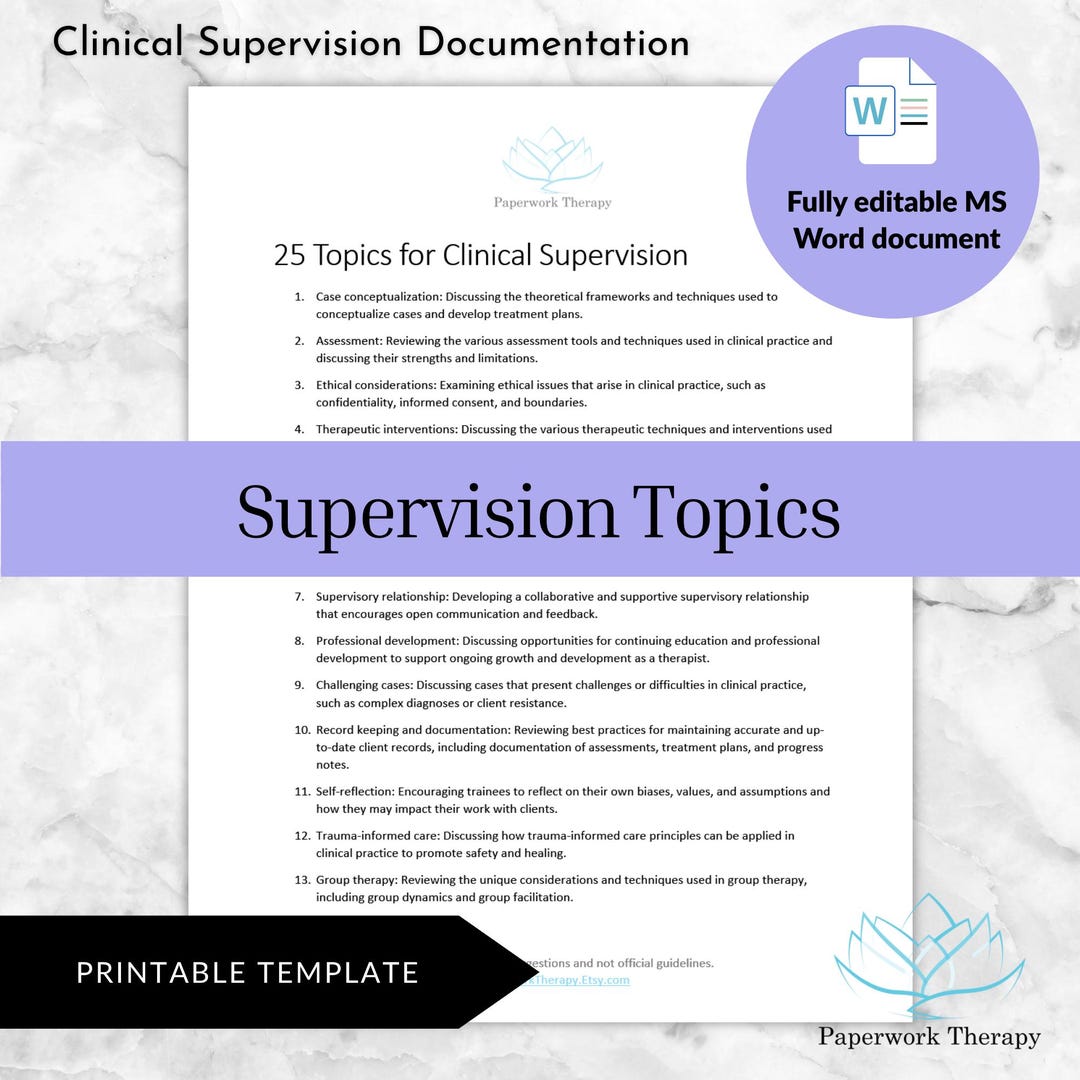 25 Supervision Topics - Clinical Supervision Forms - Etsy