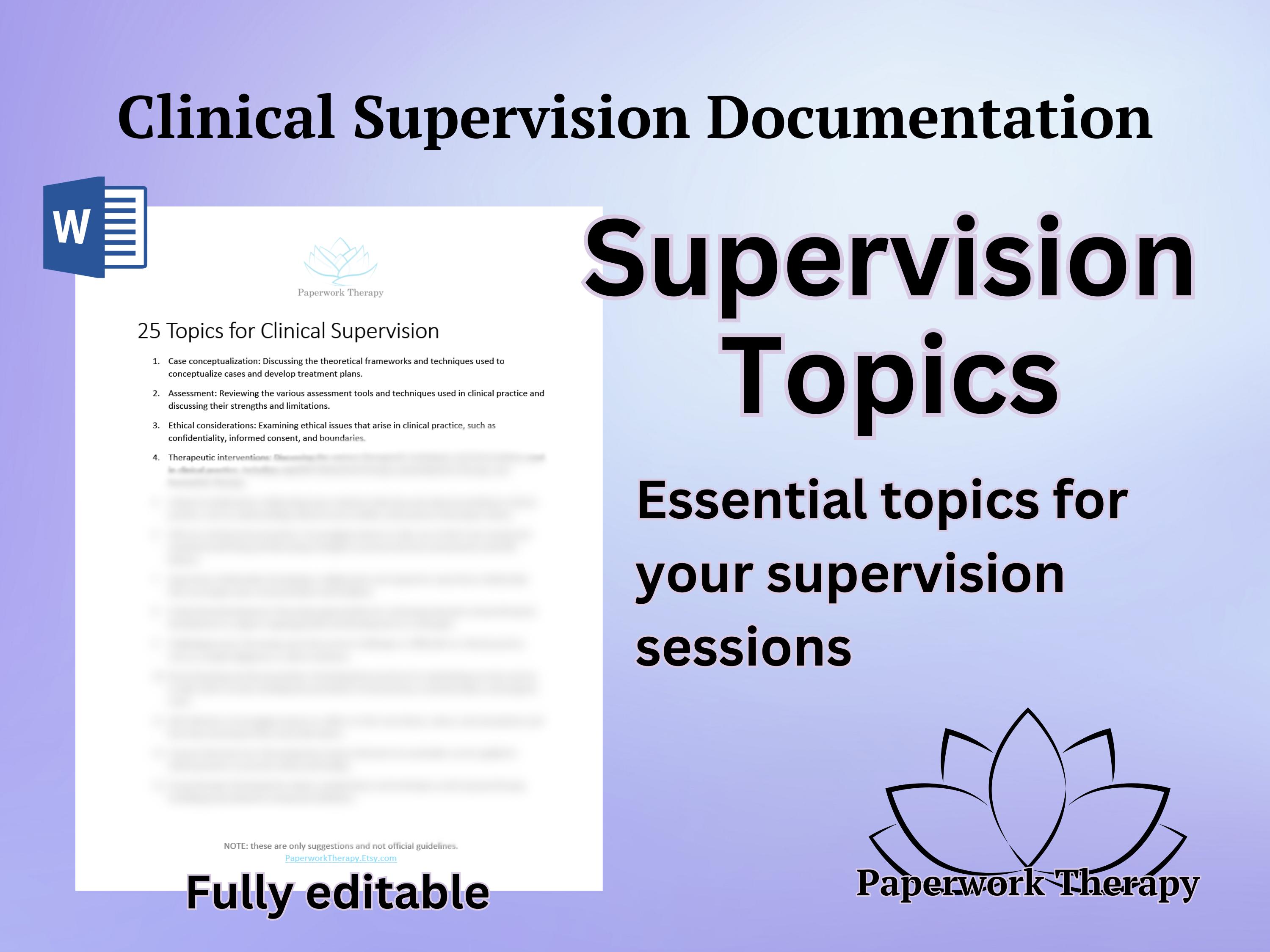 25 Supervision Topics - Clinical Supervision Forms - Etsy