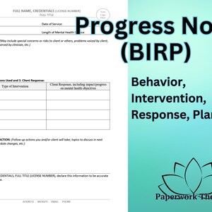 Progress Note (BIRP) - Psychotherapy Clinical Documentation - Etsy
