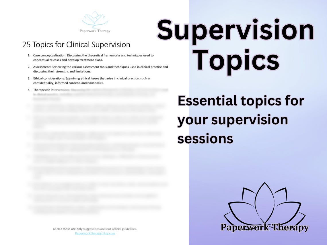 25 Supervision Topics - Clinical Supervision Forms - Etsy
