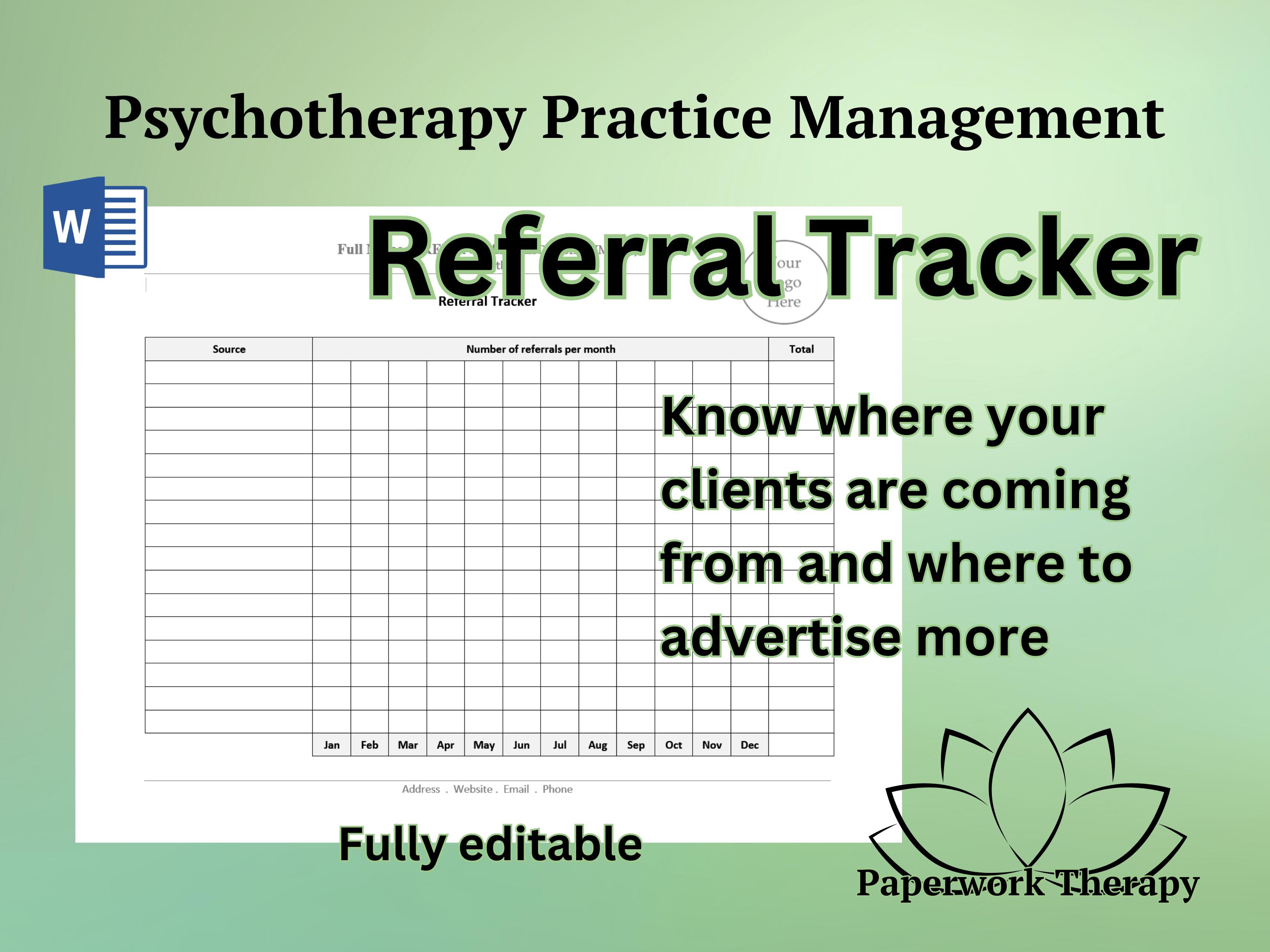 Referral Tracker - Private Practice Management - Etsy
